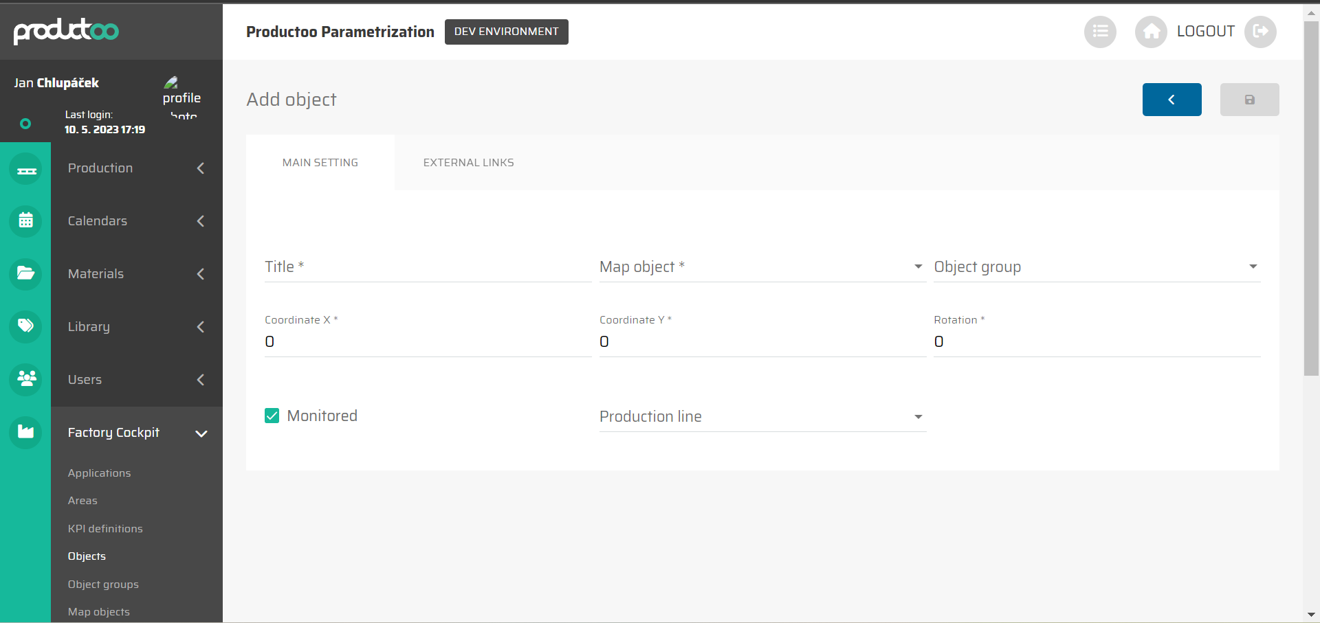 Main setting - Objects