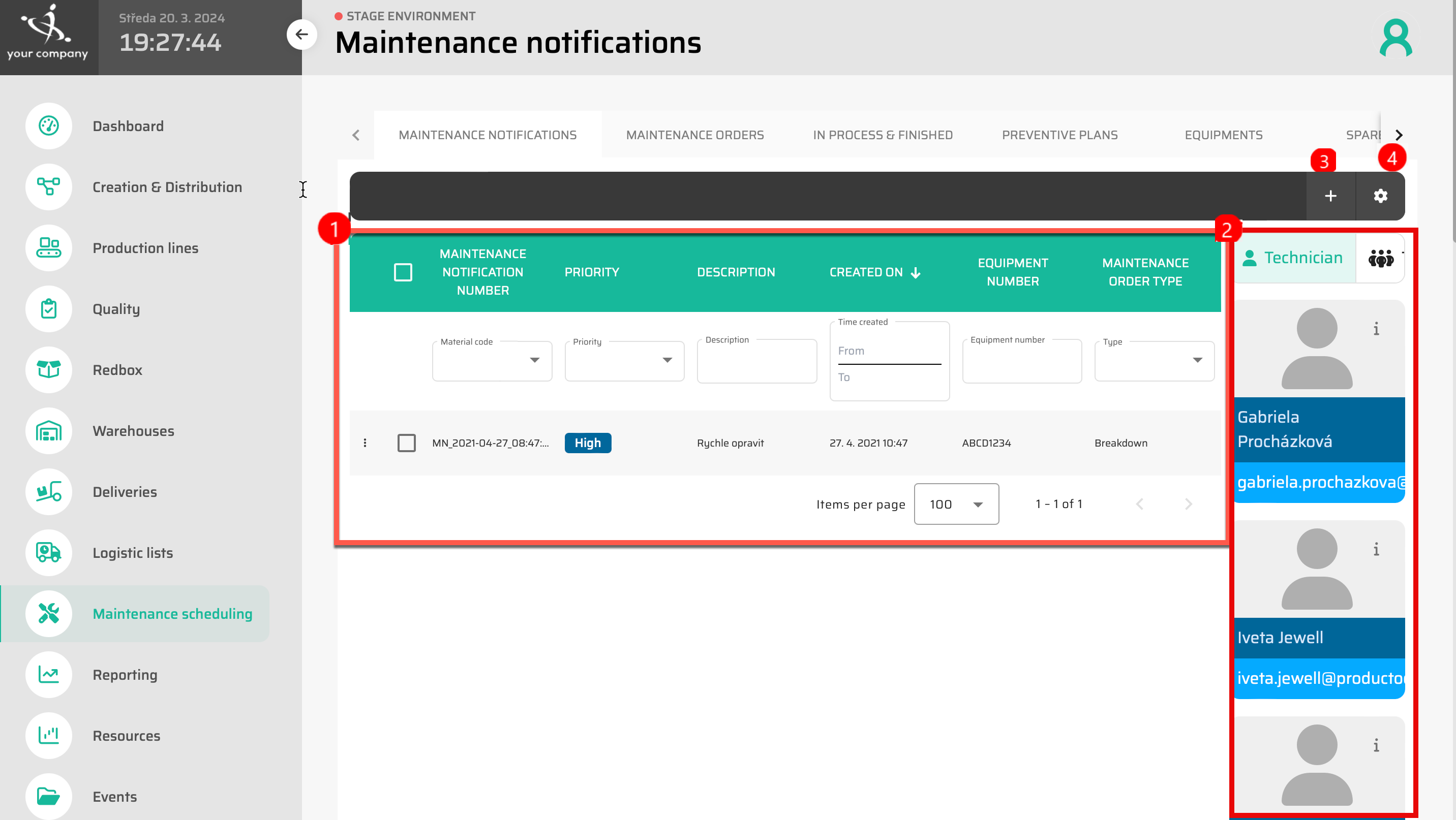 Maintenance notifications